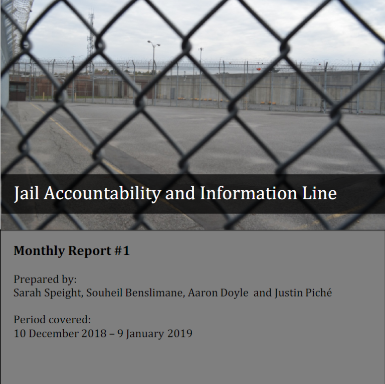 JAIL Hotline 1st Monthly Report - CPEP